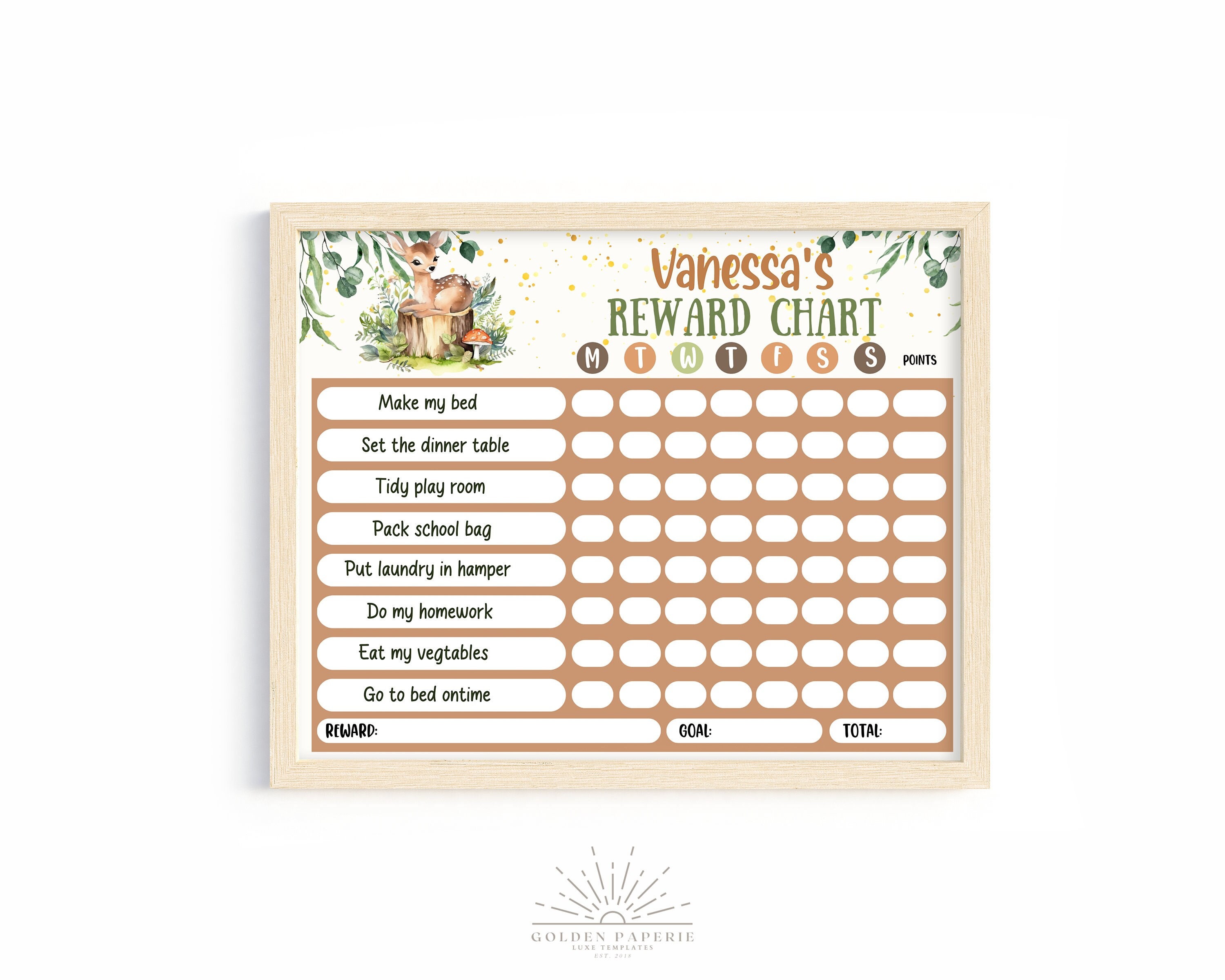 Editable Chore Chart, Reward Chart Printable, Chore Chart Template for ...