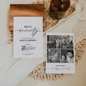 TARA - 70th Birthday Invitation Template, 70th Birthday Invite for ...