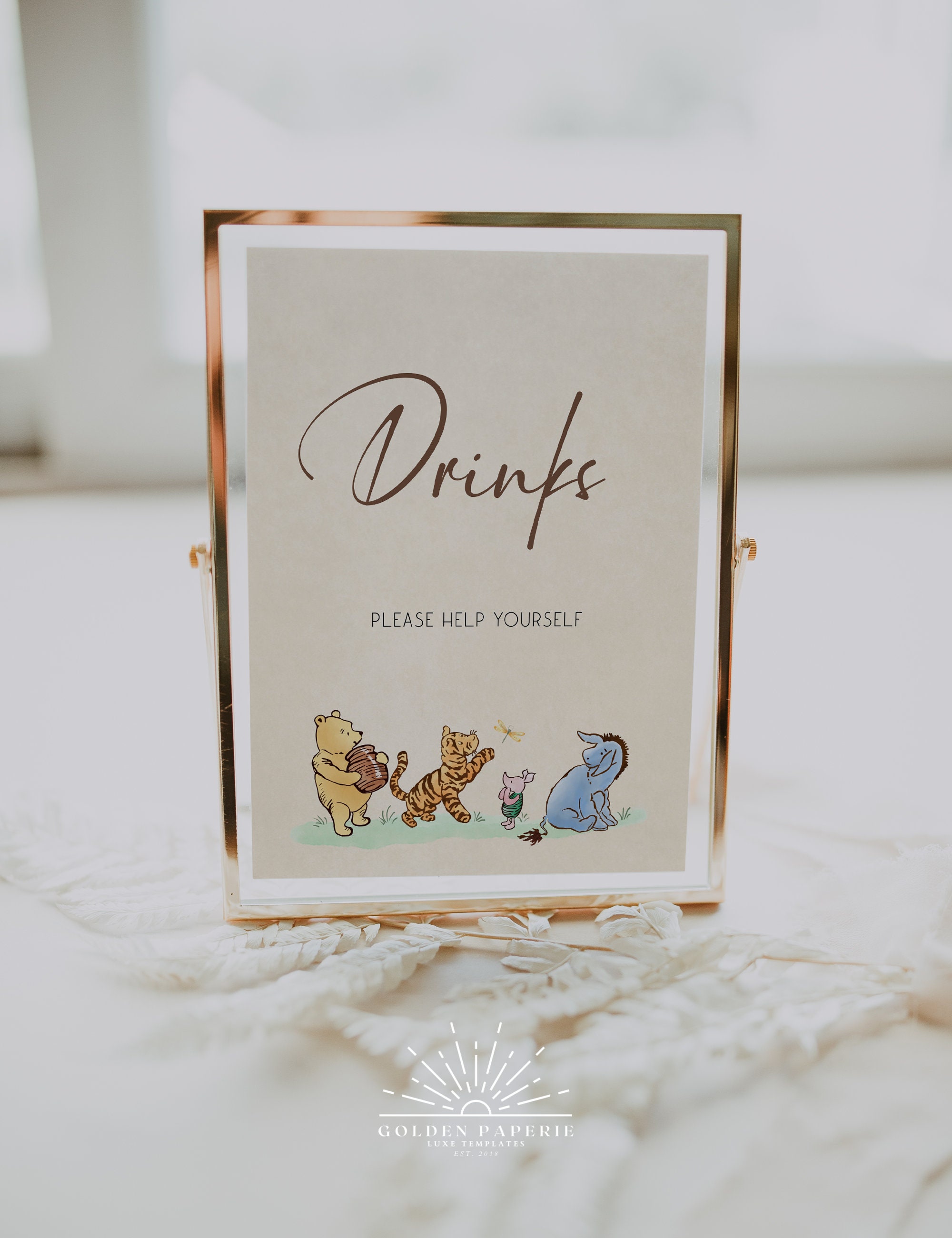 WINNIE Baby Shower Drinks Sign Classic Winnie the Pooh Baby - Etsy