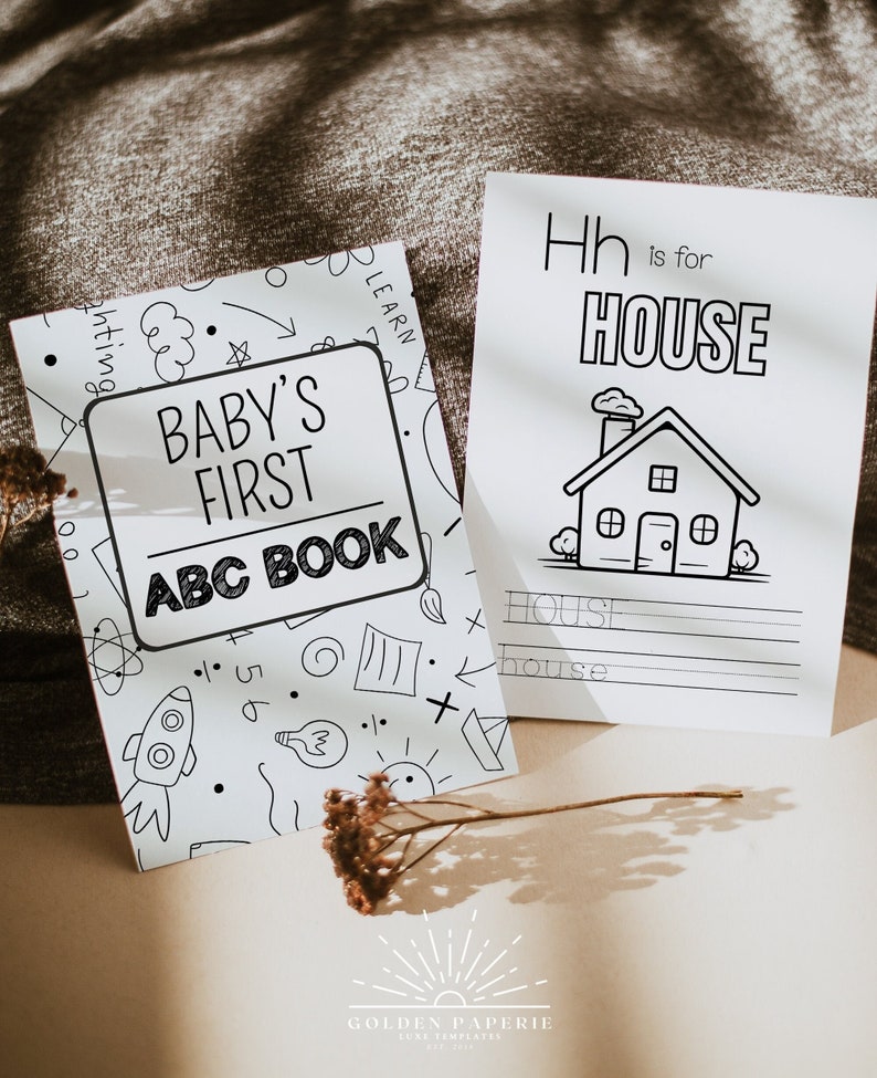 Baby Shower Coloring Book ABC Printable Coloring Page Book - Etsy