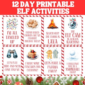 Printable Elf Activity Cards, Elf Props Printable, Elf Activity Kit ...