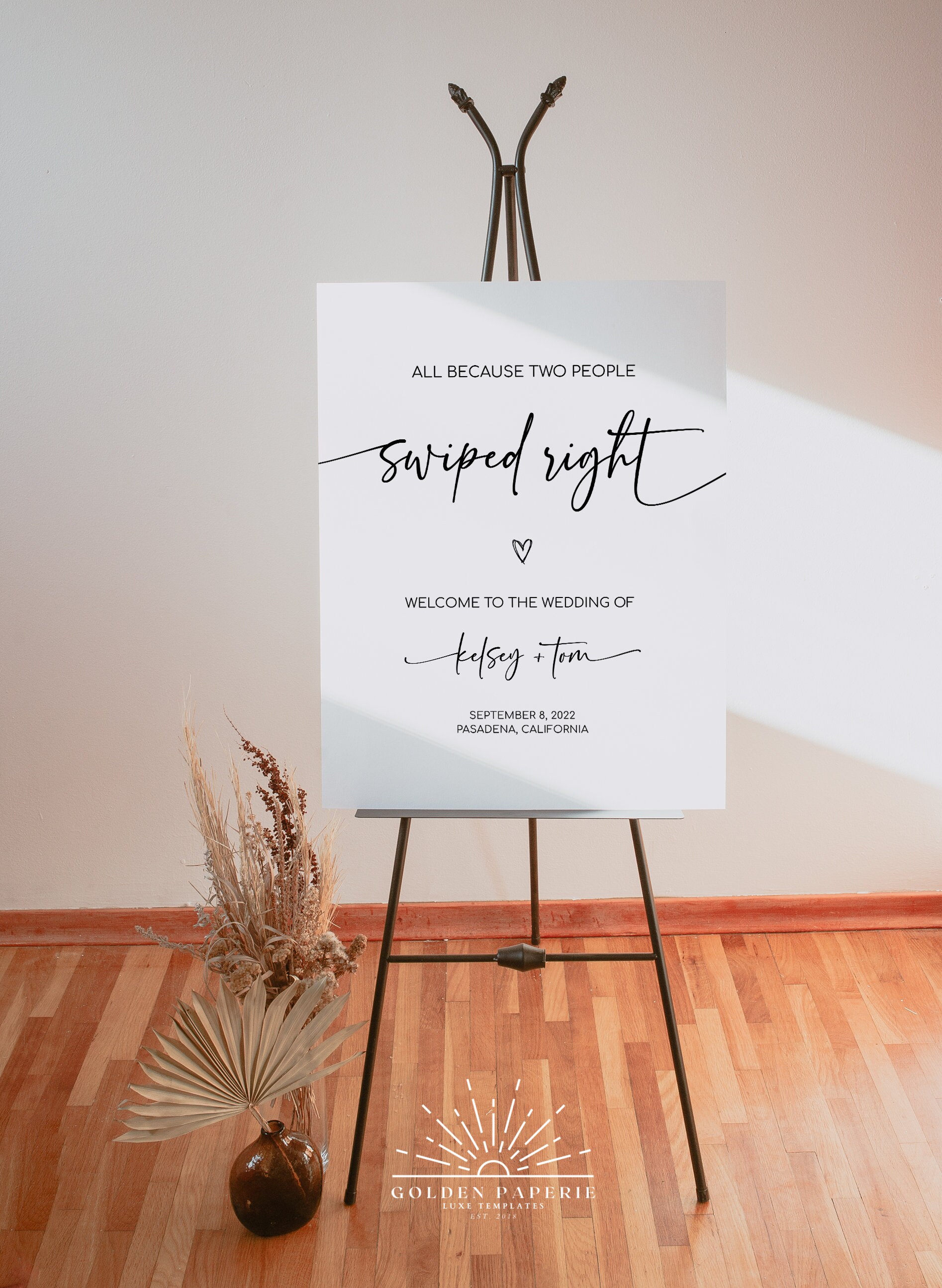 MILA Modern Wedding Welcome Sign Two People Swiped Right - Etsy Canada