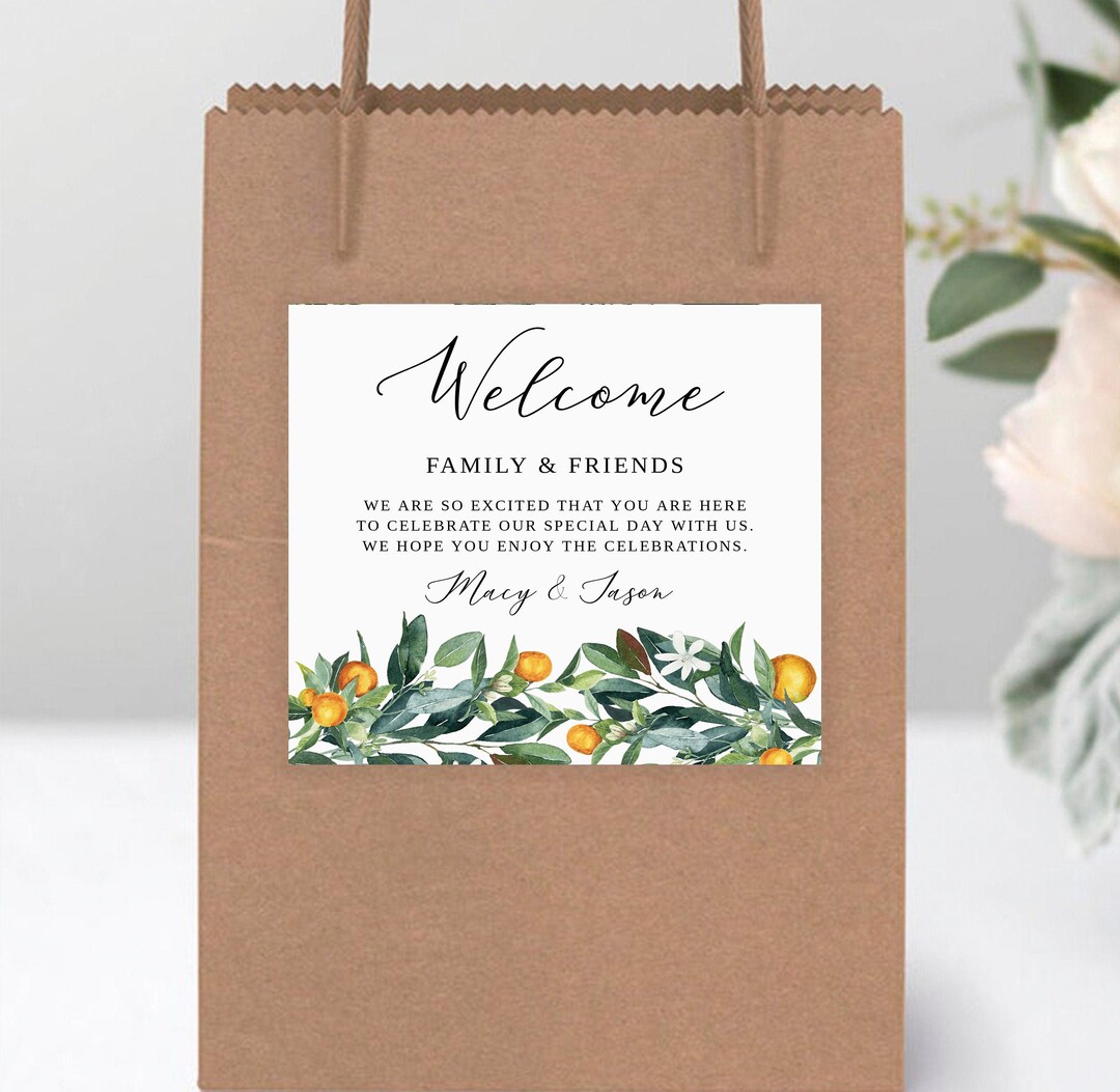 Welcome Bag Label Template, Printable Wedding Bag Sticker, Welcome Box ...