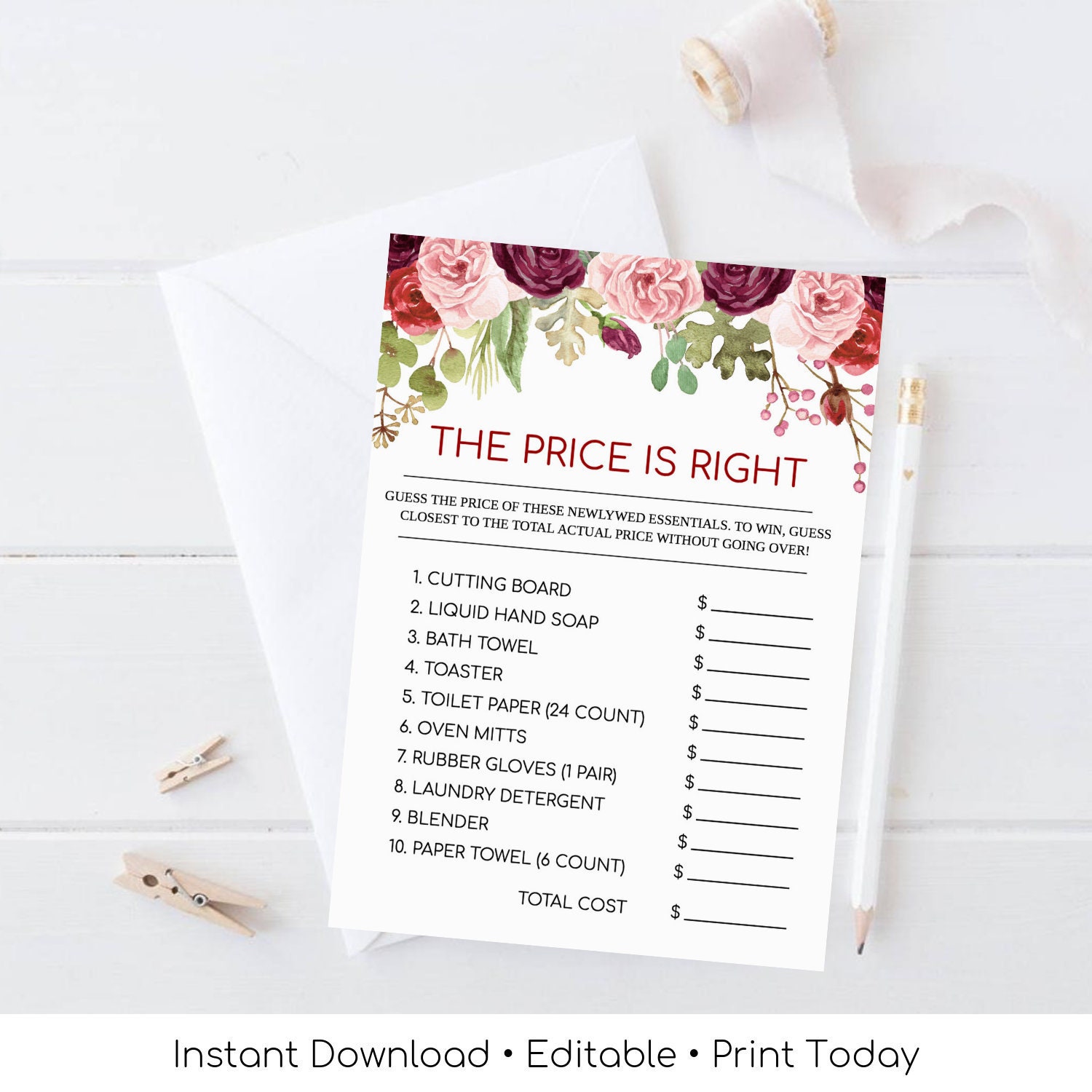 The Price is Right Game the Price is Right Template Bridal | Etsy