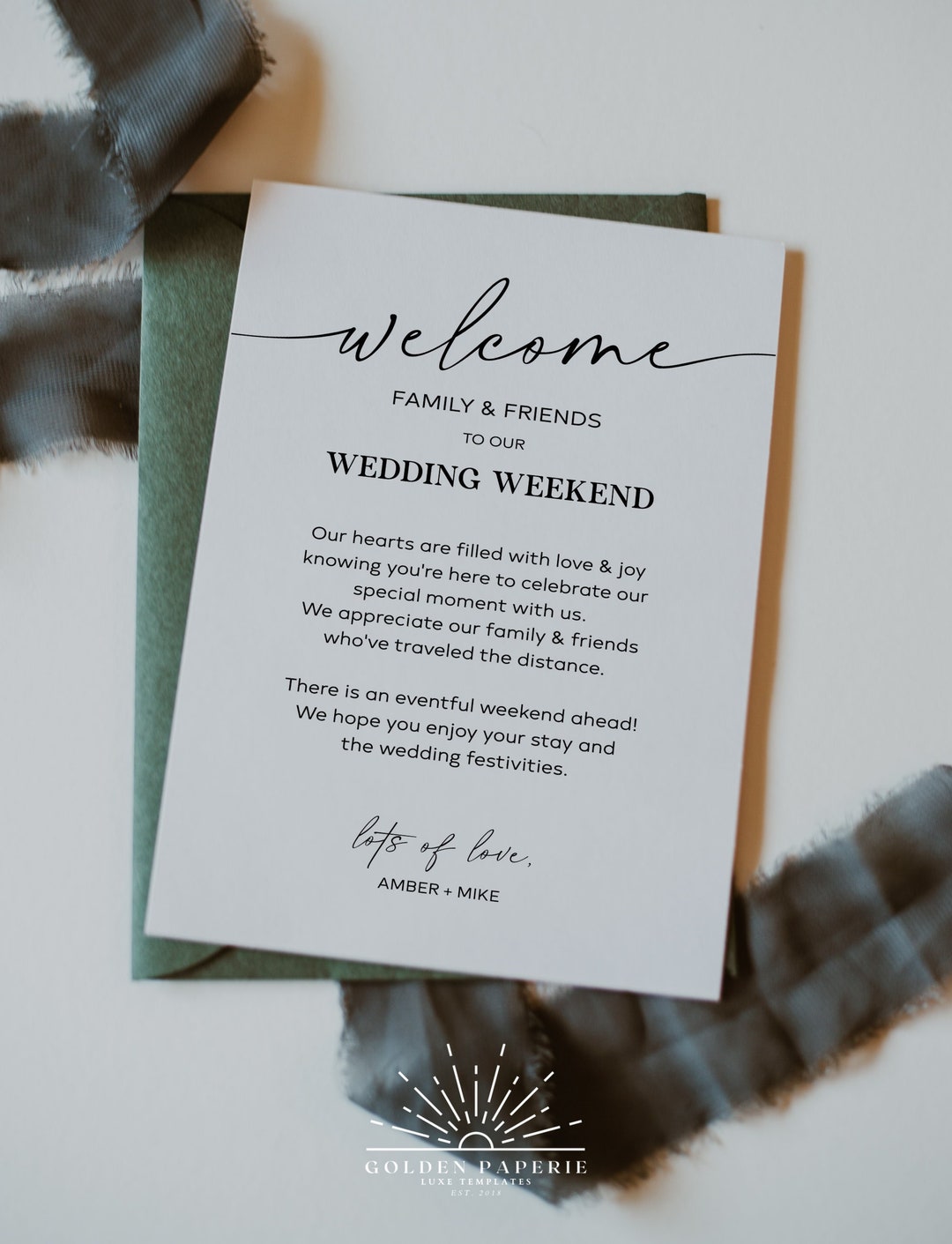 TARA - Wedding Welcome Note, Wedding Welcome Card, Wedding Welcome ...