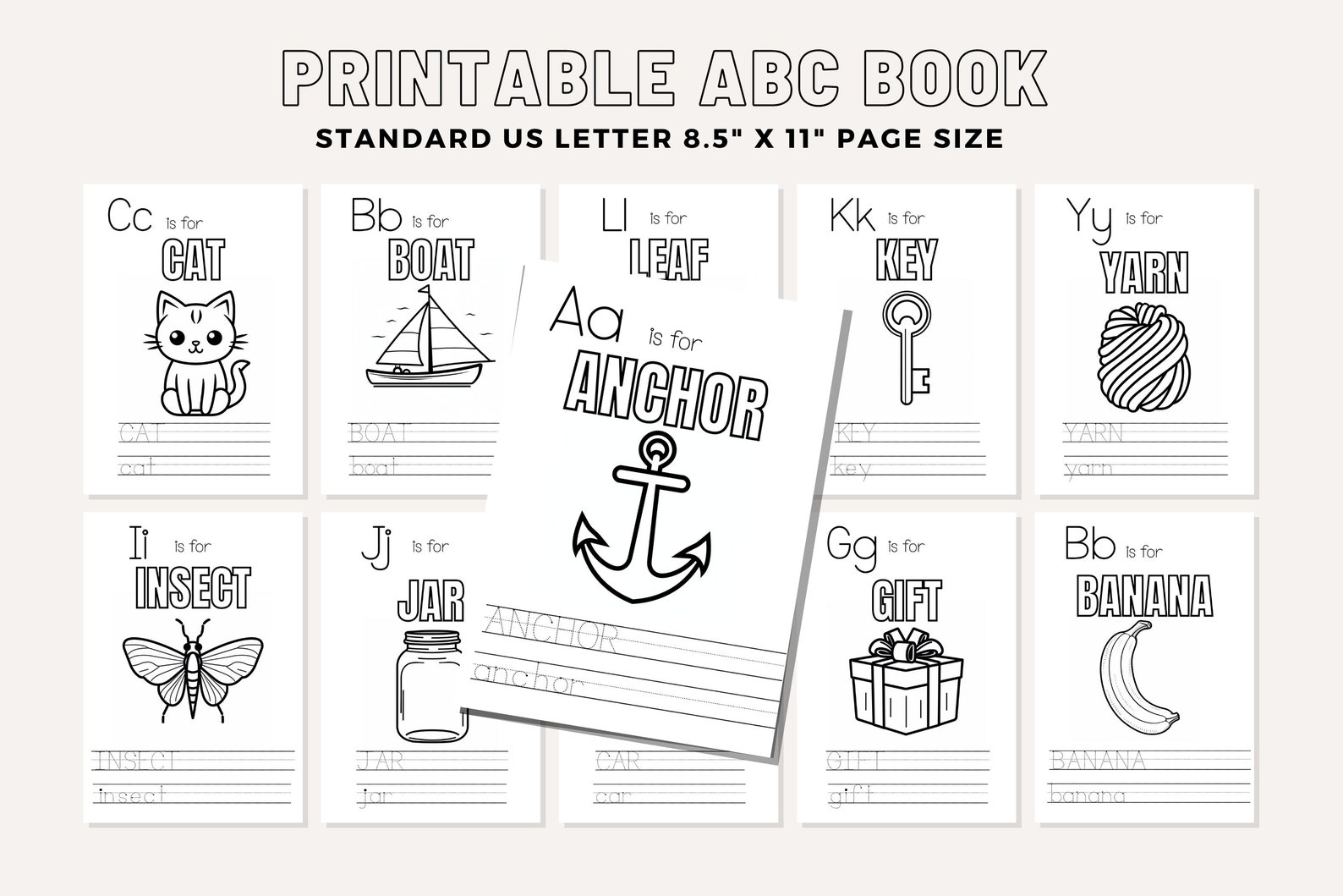 Baby Shower Coloring Book ABC Printable Coloring Page Book - Etsy