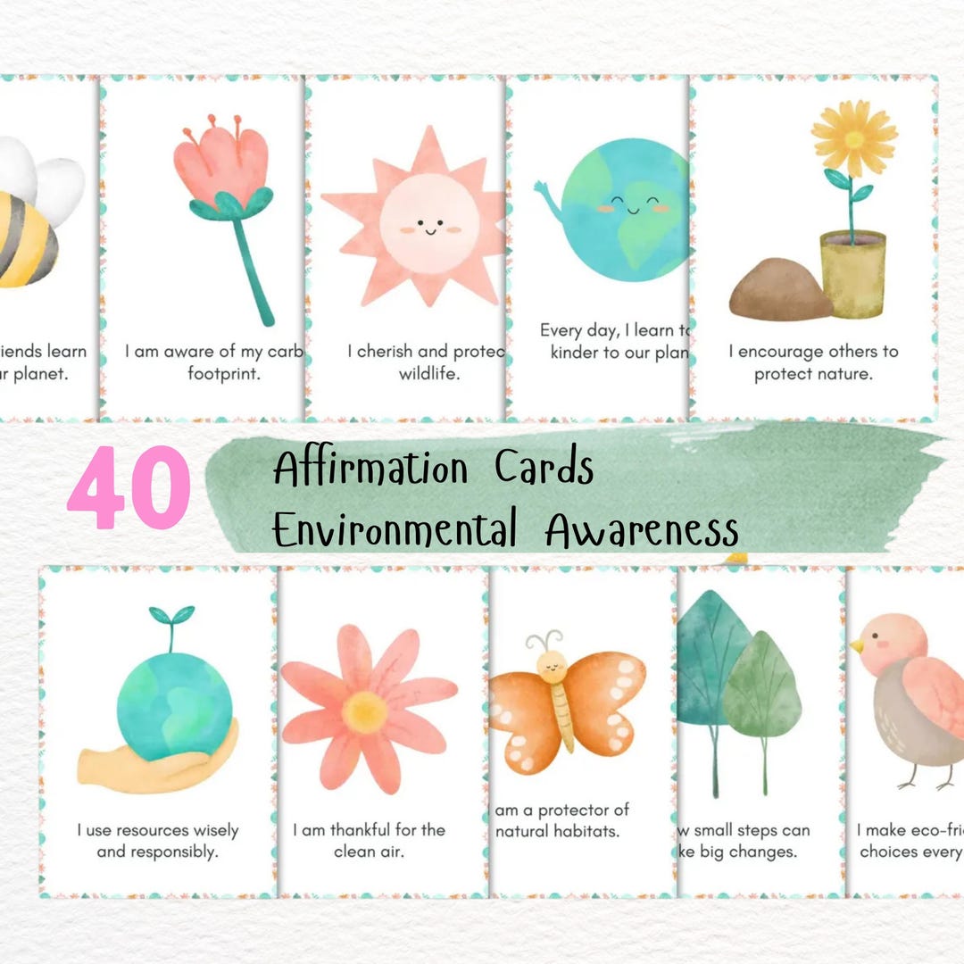Kids' Environmental Awareness Affirmation Cards, 40-card Pack ...