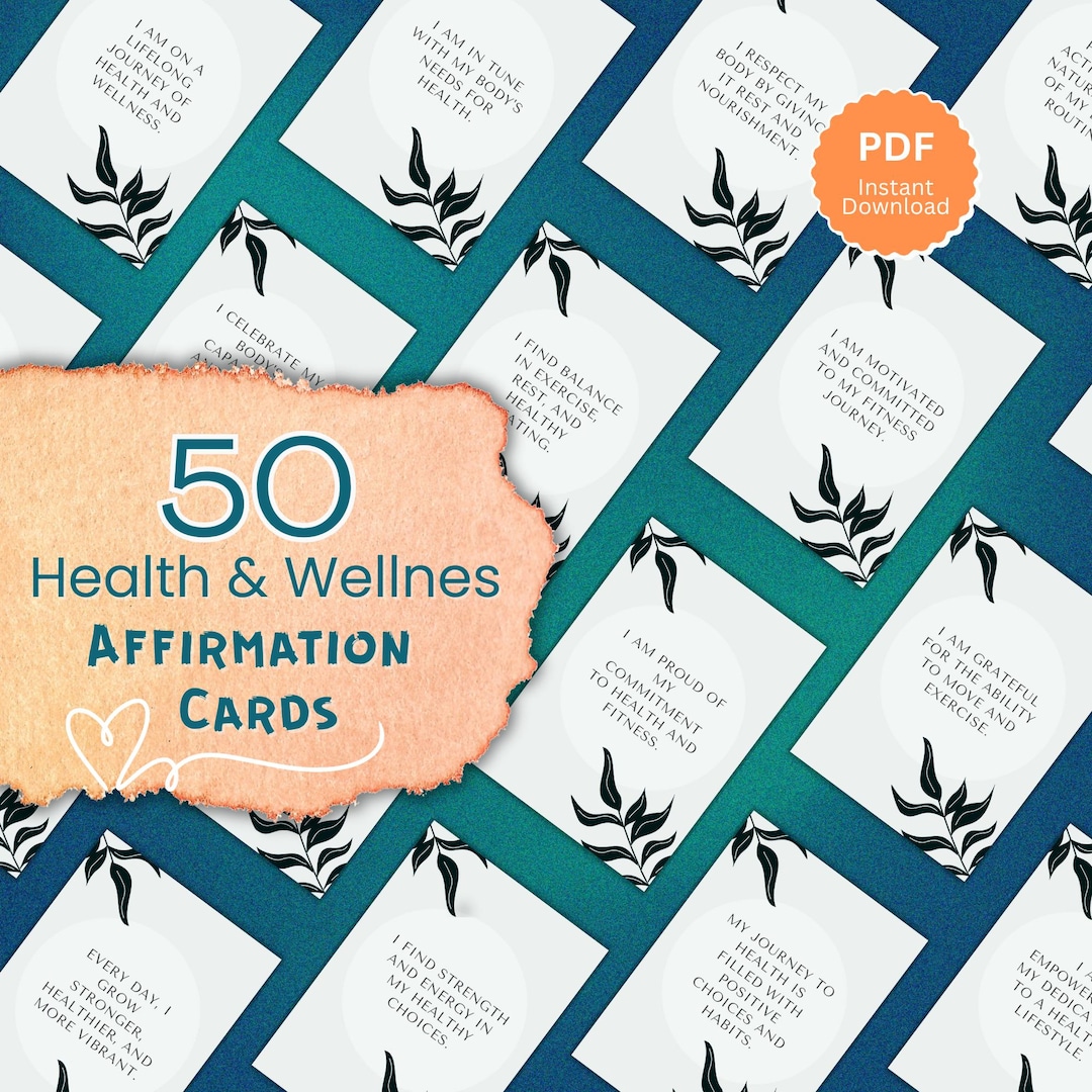 Health & Wellness Affirmation Cards, 50-card Pack, Printable 5x7 ...
