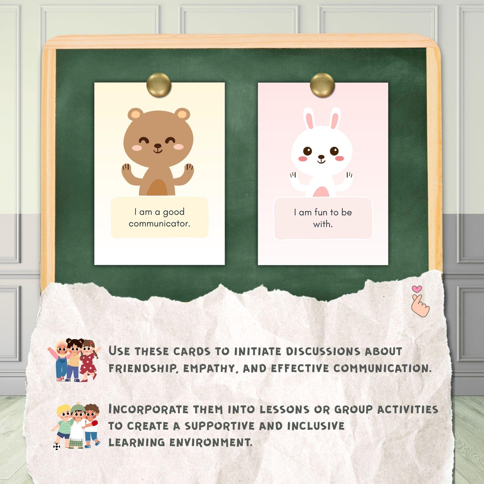Kids' Friendship and Social Skills Affirmation Cards, 50-card Pack ...