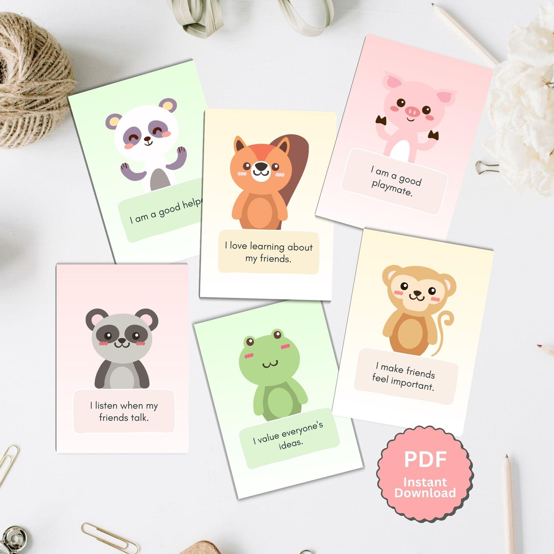 Kids' Friendship and Social Skills Affirmation Cards, 50-card Pack ...