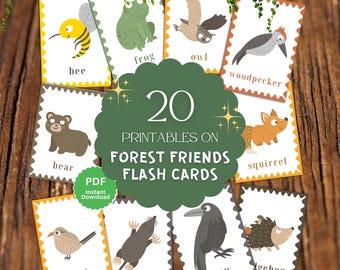 Forest Friends Adventure - 20 Printable 5x7 Flashcards for Kids Ages 4 ...