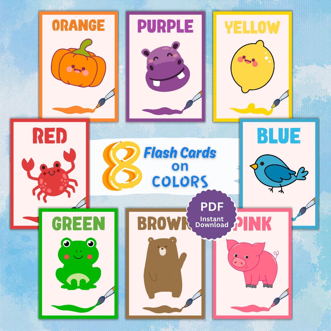 Vibrant World of Colors Version 2 - 5x7 Flashcards for Preschool ...