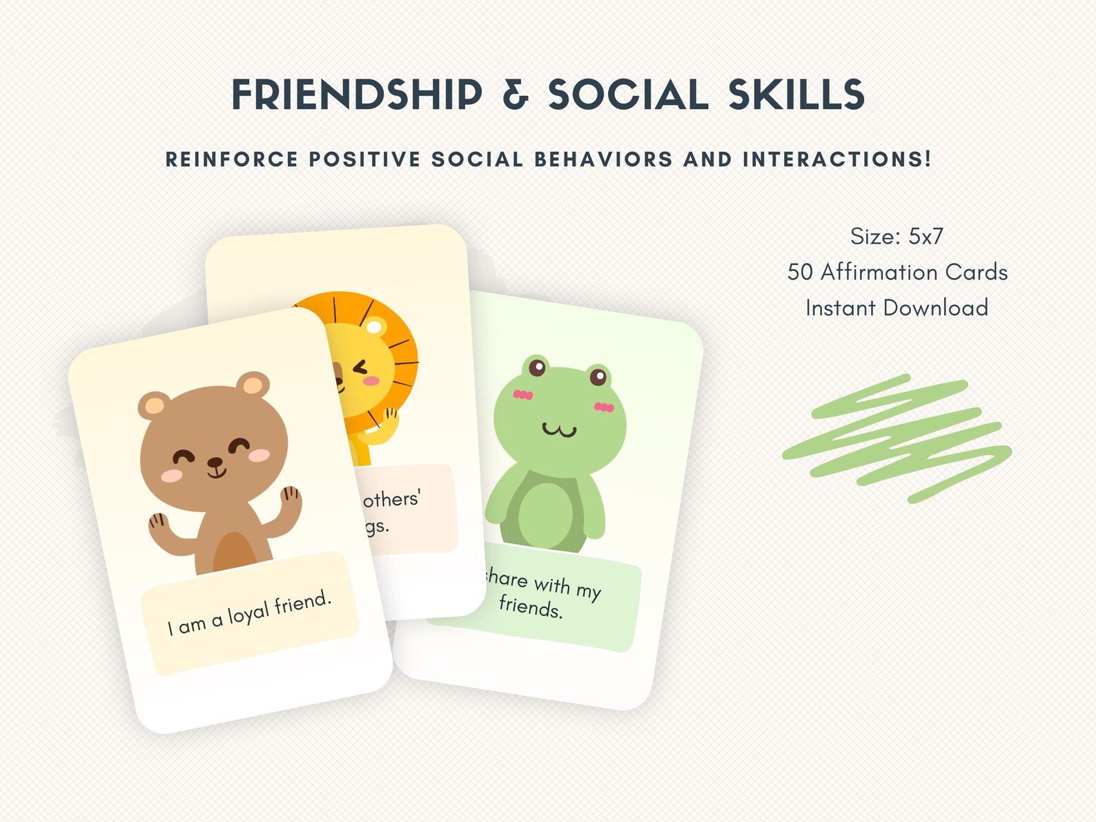 Kids' Friendship and Social Skills Affirmation Cards, 50-card Pack ...