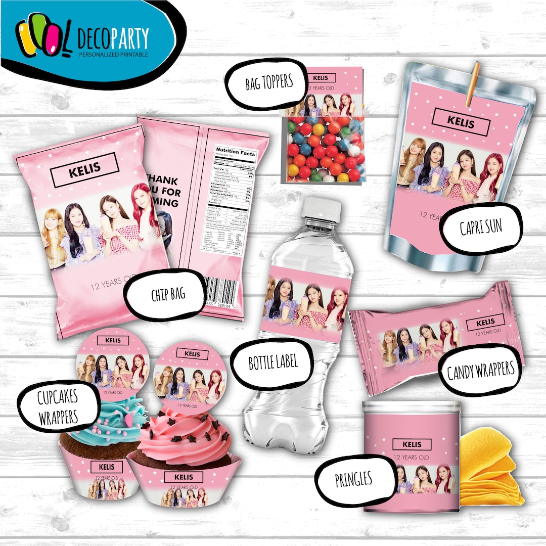 KPOP Party Favors Set, Printable Birthday Digital Party, Kpop Chip Bag ...