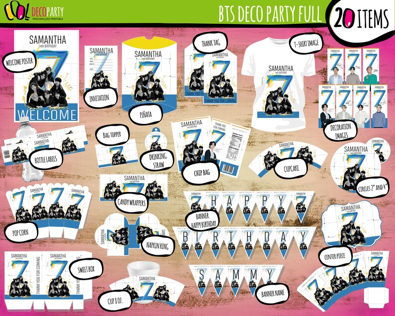 BTS Printable Personalized Kit for Birthday Decoration. BTS Party ...