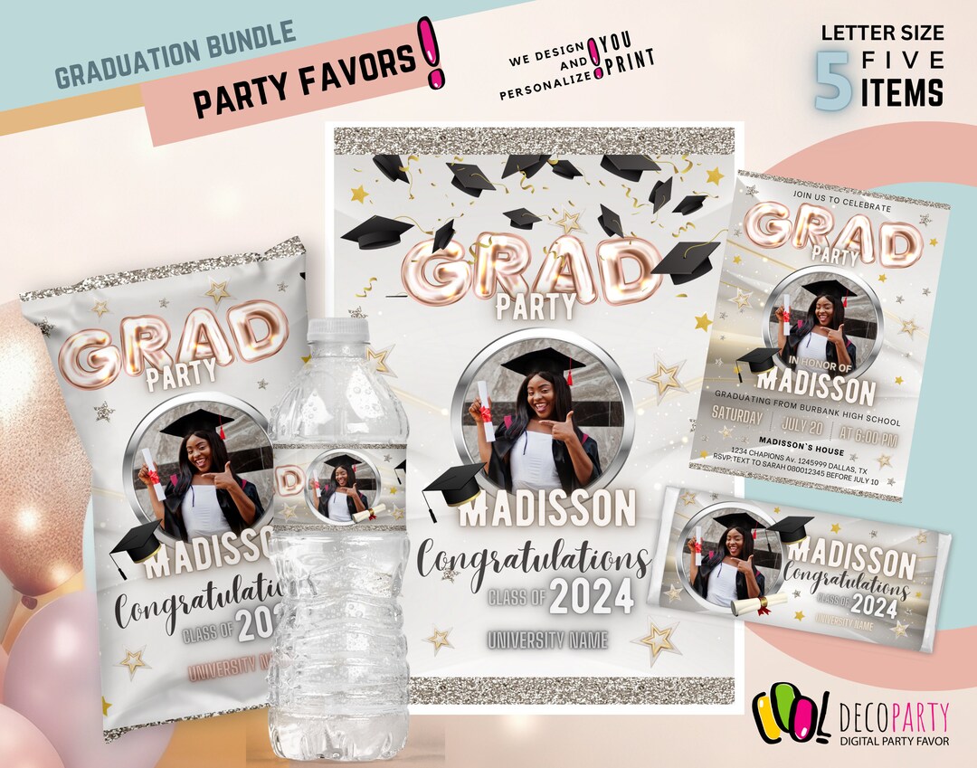Graduation Custom Party Favors Pack Class of 2024, Graduation Ceremony ...