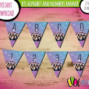 BTS DIGITAL BANNER - Alphabet and Numbers Instant Download Kpop,letters ...