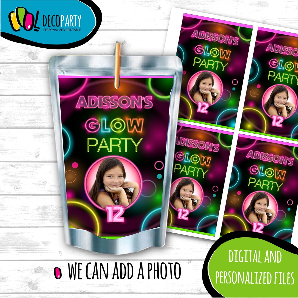 Glow Juice Pouch Labels Glow Party Labels Printable Juice - Etsy
