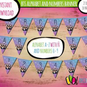 BTS DIGITAL BANNER - Alphabet and Numbers Instant Download Kpop,letters ...