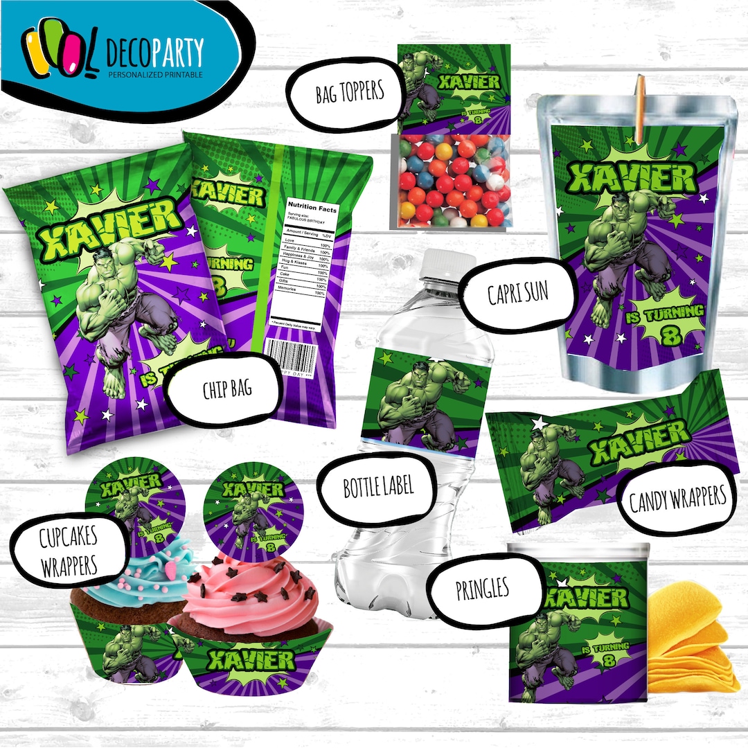 HULK Birthday Party Label Kit, Hulk Avengers Party Printable Labels ...