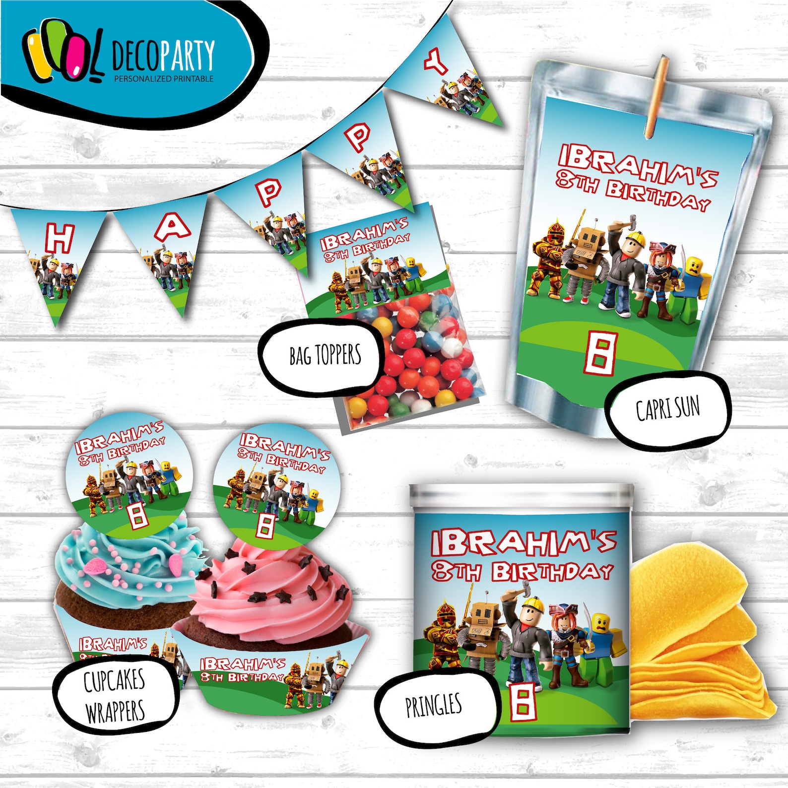 Roblox Birthday Party Pack Boy, Roblox Decoration Party Set, Roblox ...