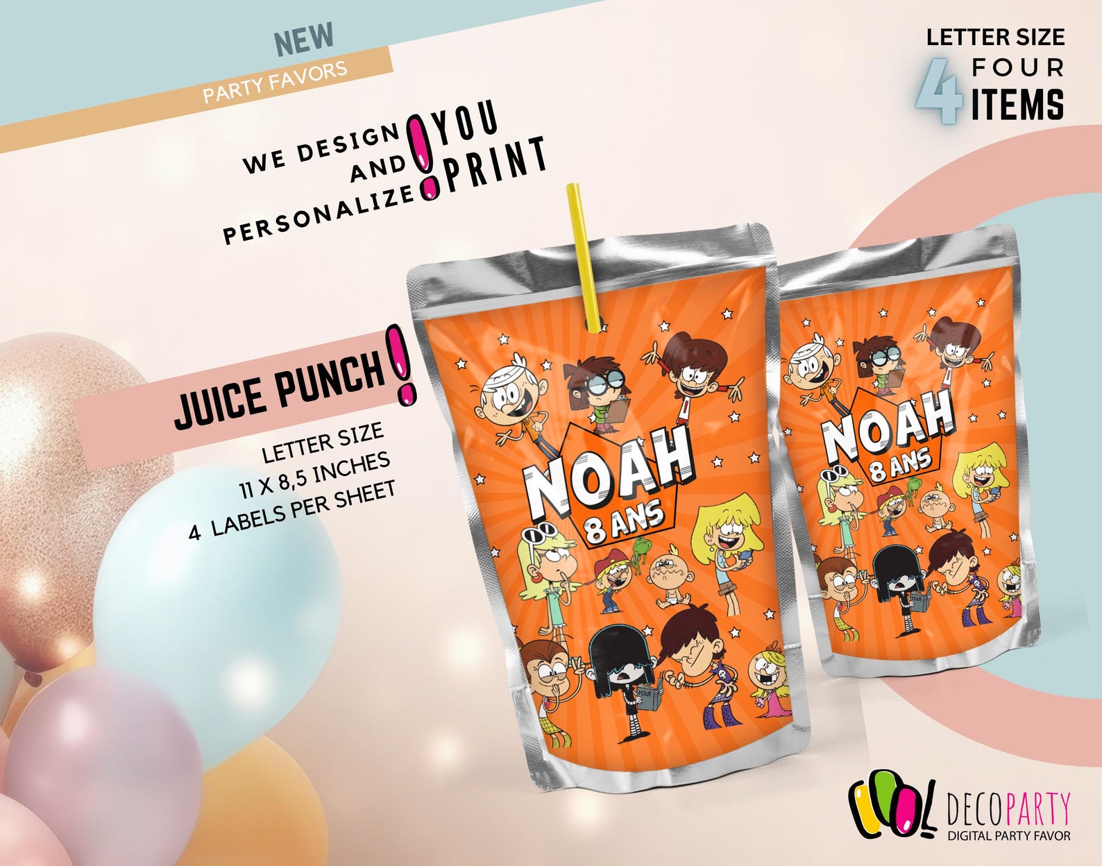 The Loud House Birthday Party Favors Pack, Loud House Party Bundle ...