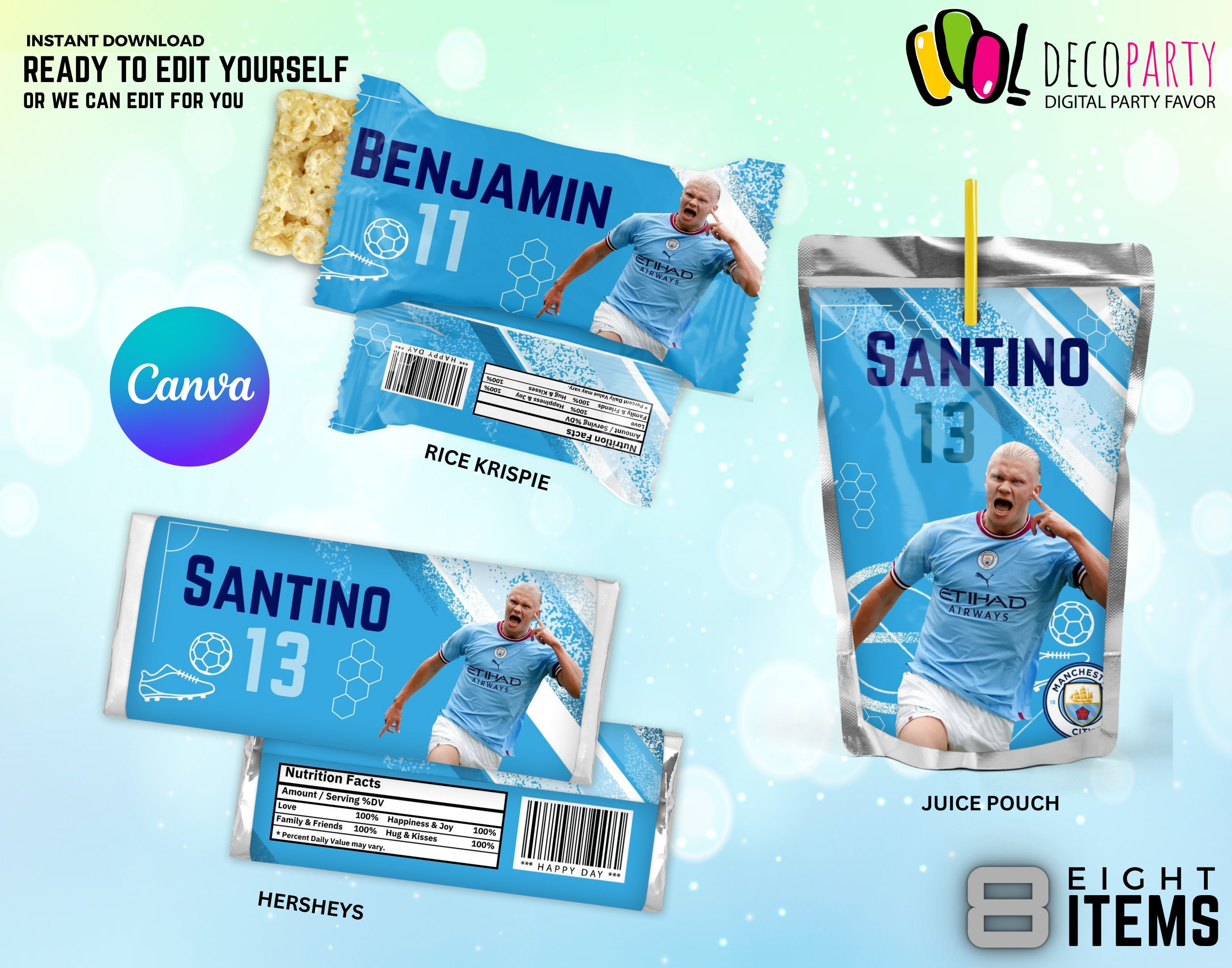 Editable Manchester City Party Bundle, City Birthday Party Bundle ...