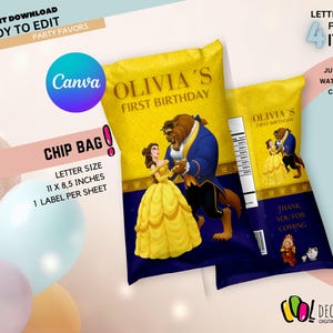 Beauty and the Beast Birthday Party Bundle Editable - Etsy