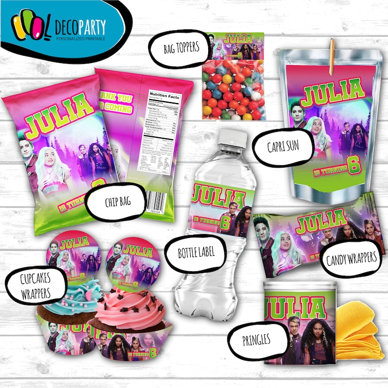 Zombies 2, Zombies Birthday Digital Kit, Zombies Party Favors, Bottle ...