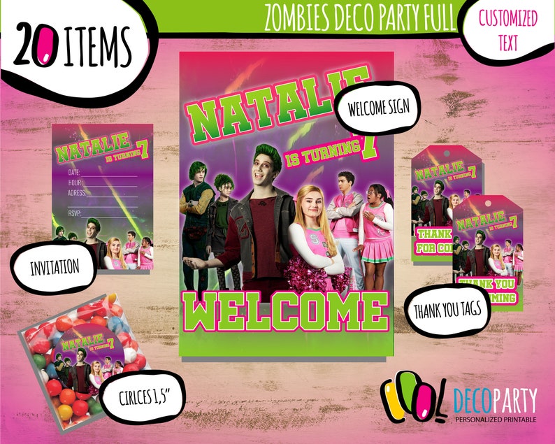 Zombies 2, Zombies Birthday 20 Digital Items, Zombies Party, Zombies ...