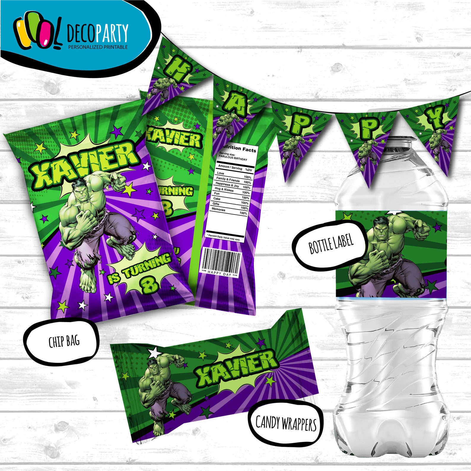 HULK Birthday Party Label Kit Hulk Avengers Party Printable - Etsy