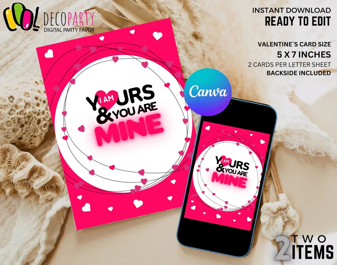 Valentine Card Editable, Valentines Greeting Card Editable - Etsy