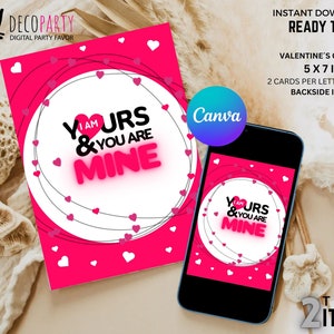 Valentine Card Editable, Valentines Greeting Card Editable - Etsy