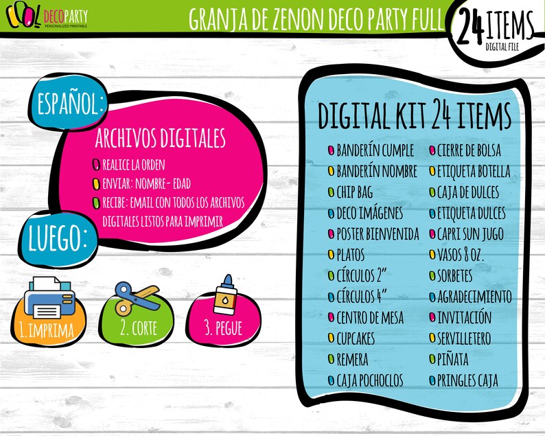 Zenon Farm Printable Kit Zenon Farm Party Birthday Decoration | Etsy