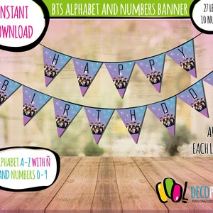 BTS DIGITAL BANNER - Alphabet and Numbers Instant Download Kpop,letters ...