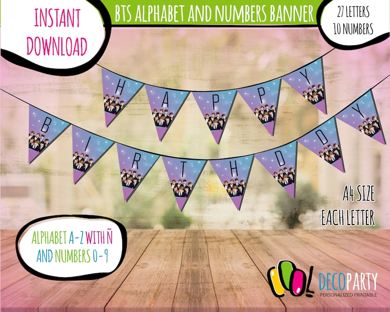 BTS DIGITAL BANNER Alphabet and Numbers Instant Download | Etsy