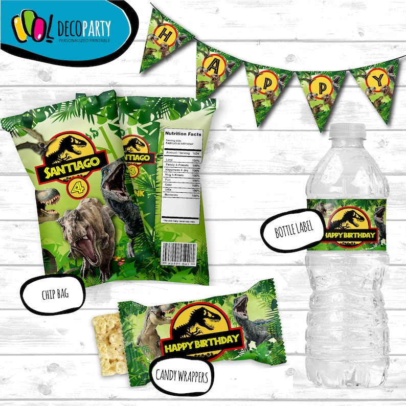 Jurassic Park Party Bundle Labels, Dinosaur Party Bundle Labels ...