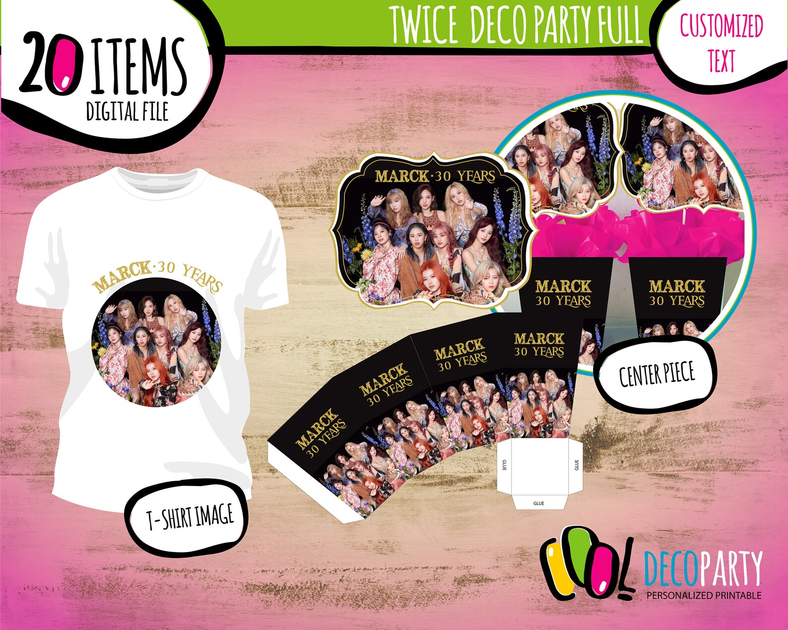 Twice K-pop, Twice Party Digital Kit, Twice Birthday Decorations, Twice ...
