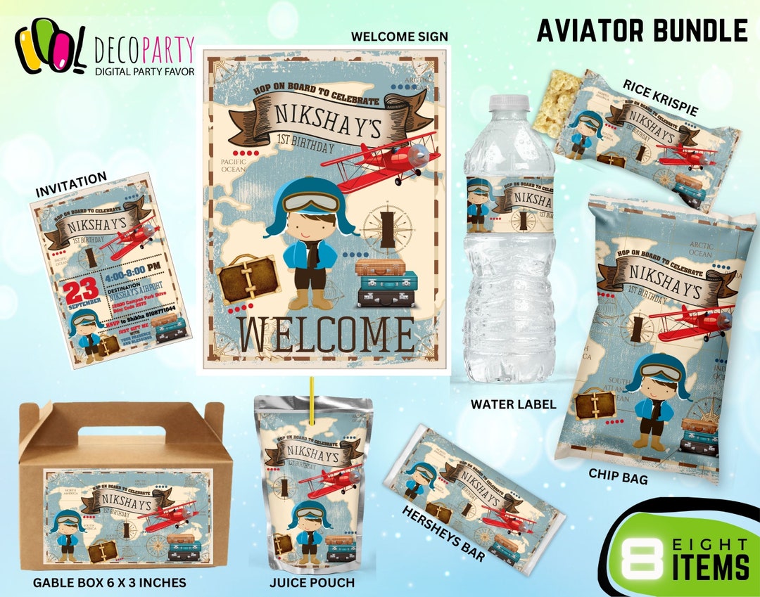 Kids Birthday Party Aviator Pack, Kids Birthday Party Bundle, Childrens ...