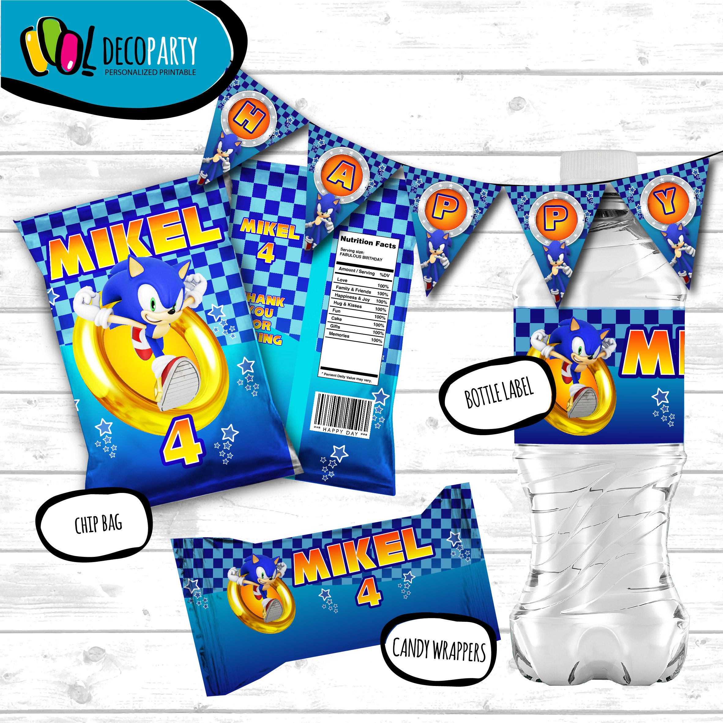 Sonic Birthday Printable Kit Sonic Party Favors Sonic Party | Etsy India