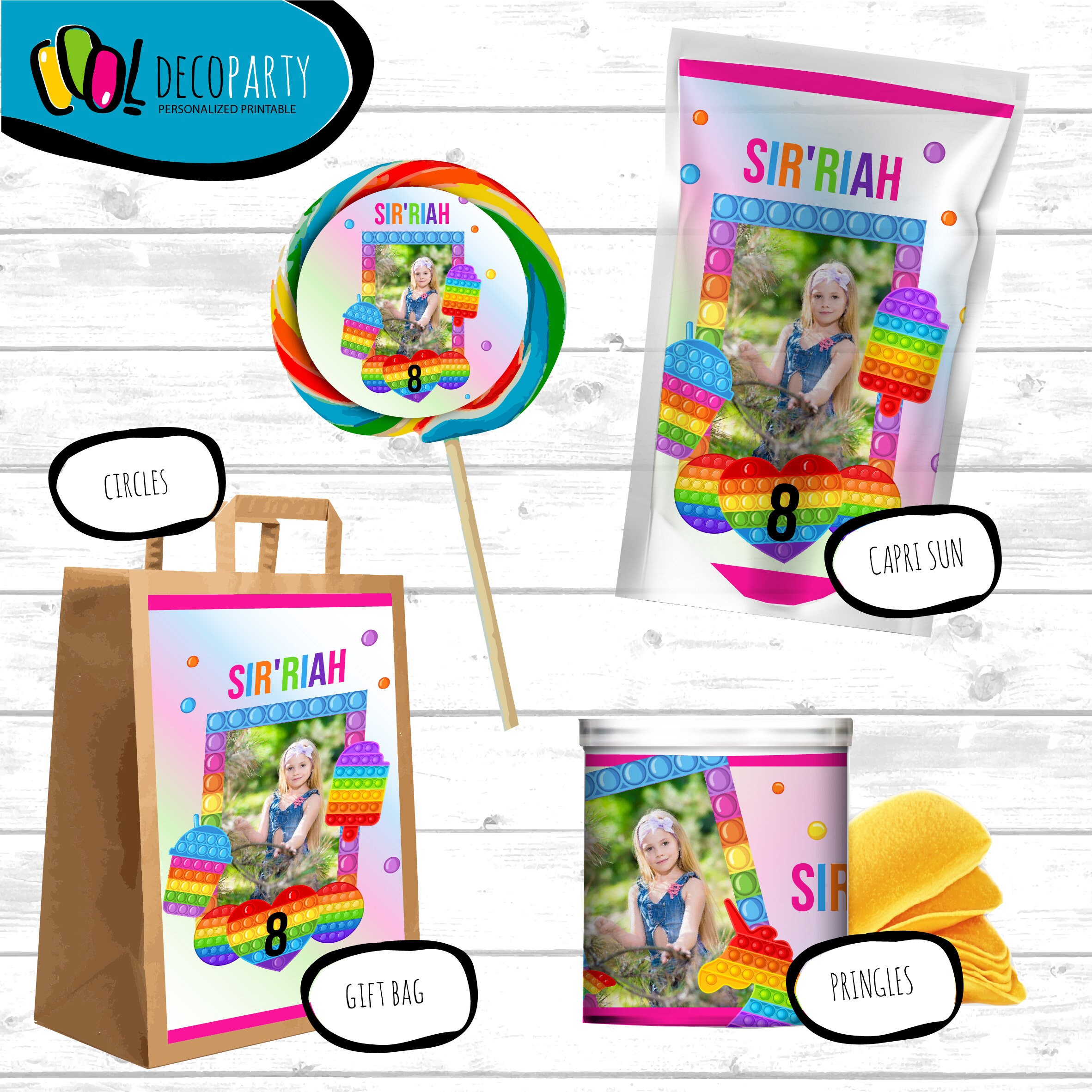 DIY Pop It Party Decorations Pop It Chip Bag Capri Sun Pop - Etsy