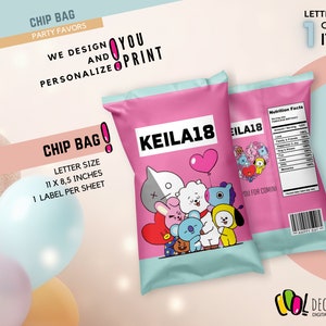 BTS Chip Bag Printable, Bts Birthday Party Favor, BTS Personalized Chip ...