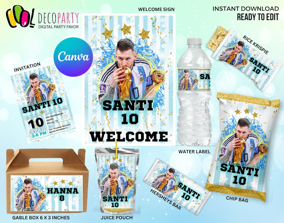 Editable Messi Party Bundle Customize Your Celebration With - Etsy