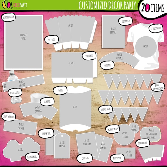 Custom Digital Party Package Digital Party Decorations | Etsy