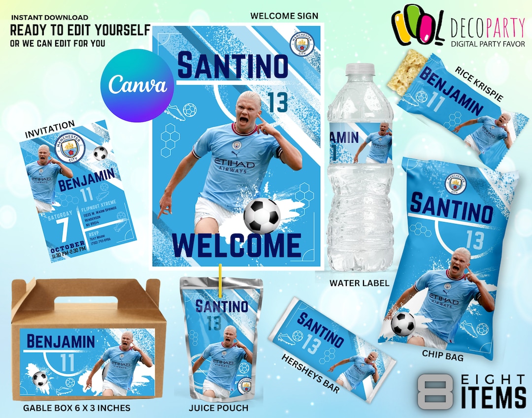 Editable Manchester City Party Bundle, City Birthday Party Bundle ...