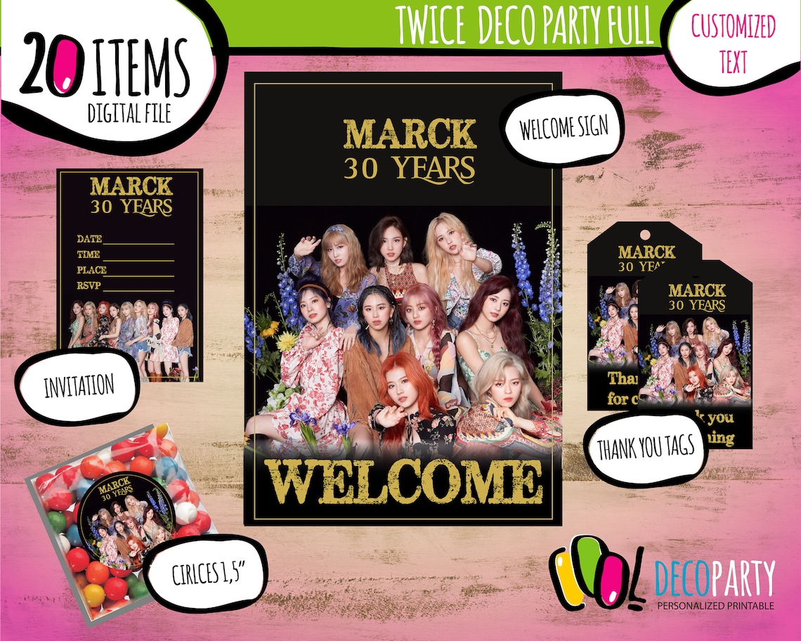 Twice K-pop Twice Party Digital Kit Twice Birthday | Etsy