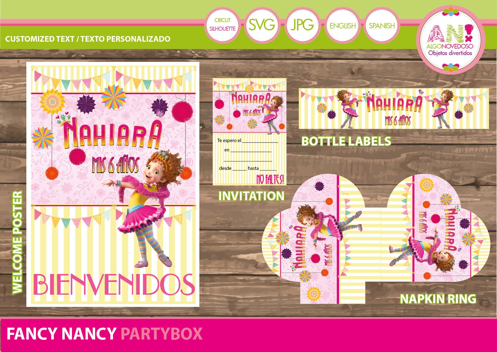 Fancy Nancy Birthday Digital Kit Fancy Nancy Party Fancy | Etsy