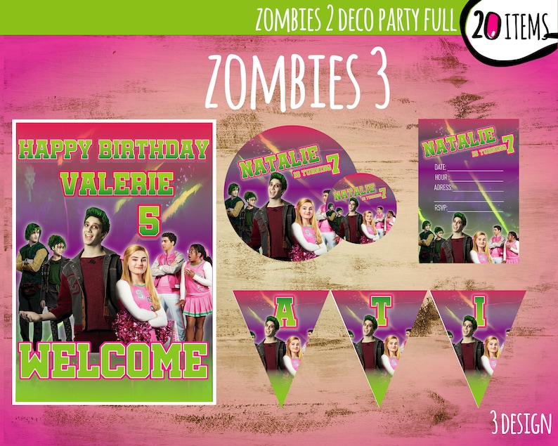 Zombies 2, Zombies Birthday 20 Digital Items, Zombies Party, Zombies ...