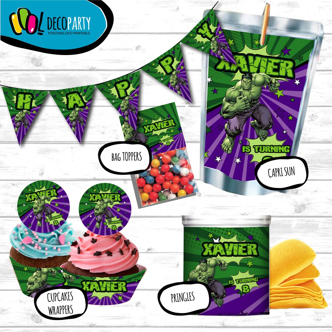 HULK Birthday Party Label Kit Hulk Avengers Party Printable - Etsy