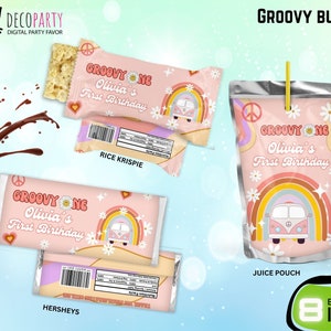Editable Groovy Party Favors Bundle, Retro Hippie Party Decorations ...